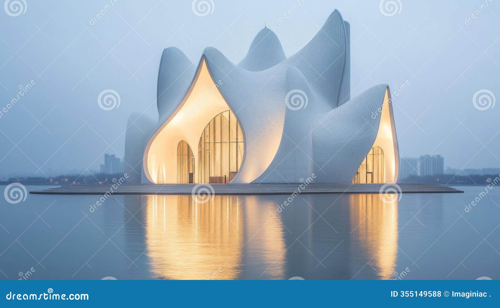 Modern Architectural Design Lakeside Building Stock Illustration ...