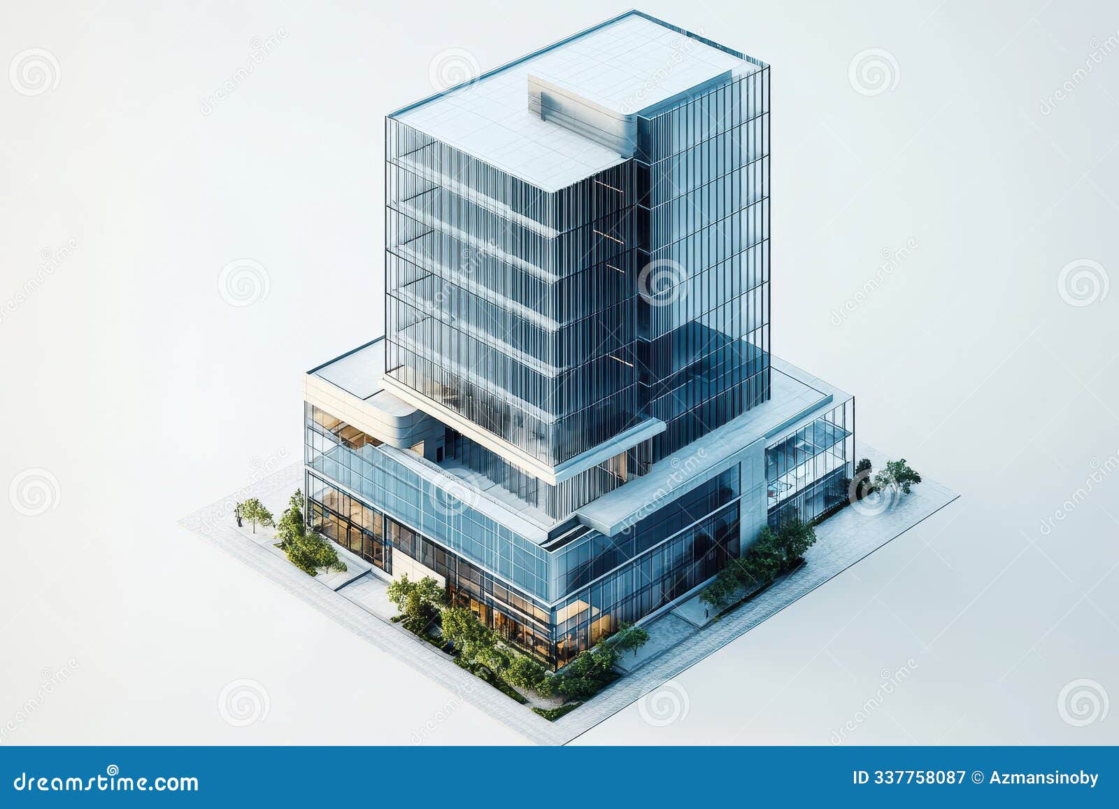 Modern Architectural Design of a Multi-story Office Building with Glass ...