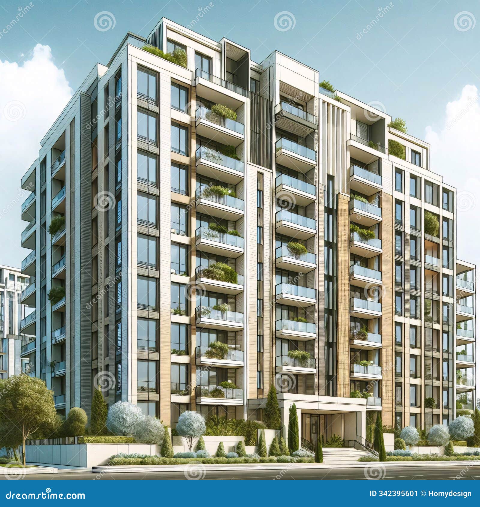 Modern Architectural Design Of A Multi-story Residential Building ...