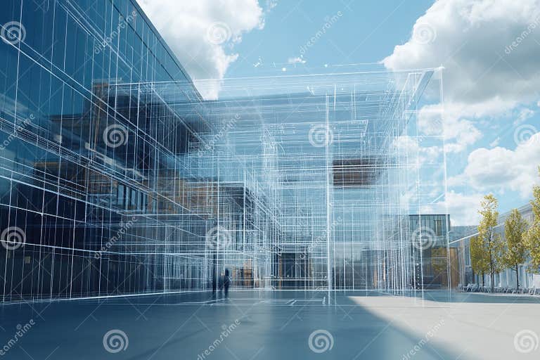 Modern Architectural Design Visualization of a Transparent Building ...