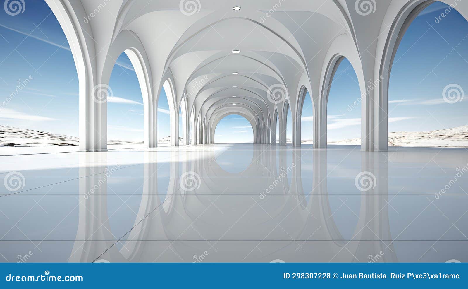 Modern Architectural Design of a White Curved Structure with Reflective ...