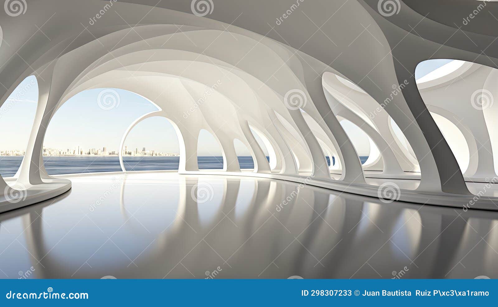 Modern Architectural Design of a White Curved Structure with Reflective ...