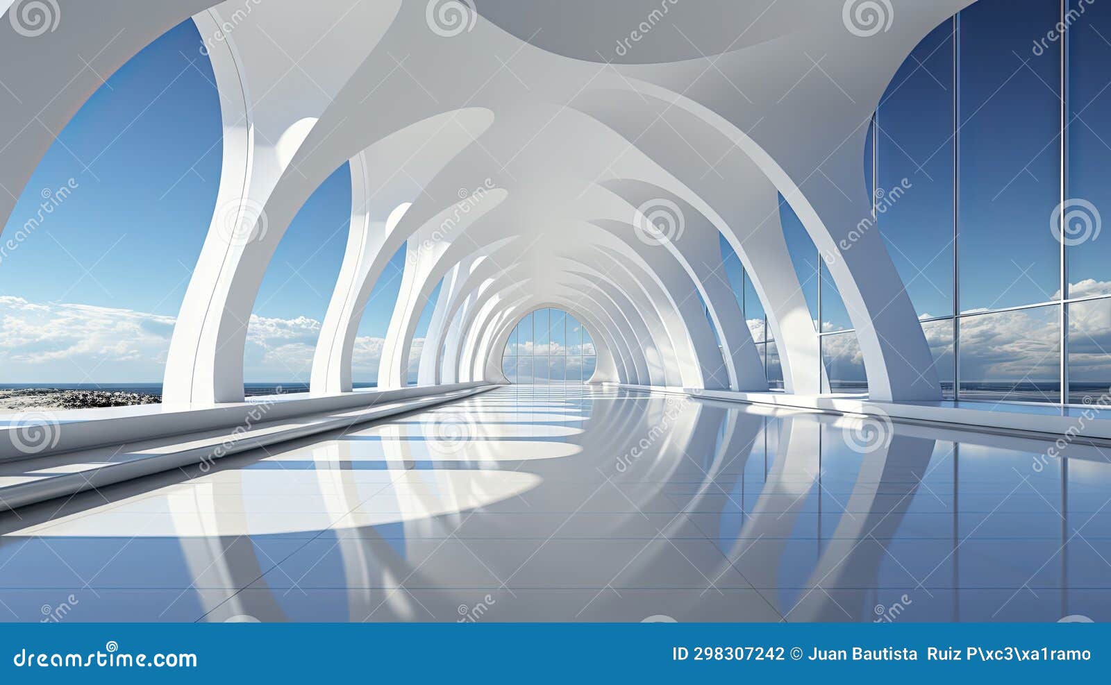 Modern Architectural Design of a White Curved Structure with Reflective ...