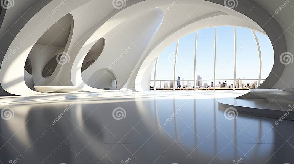 Modern Architectural Design of a White Curved Structure with Reflective ...