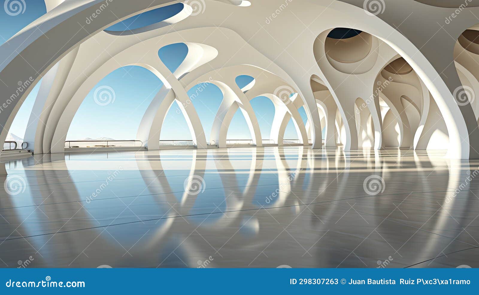 Modern Architectural Design of a White Curved Structure with Reflective ...