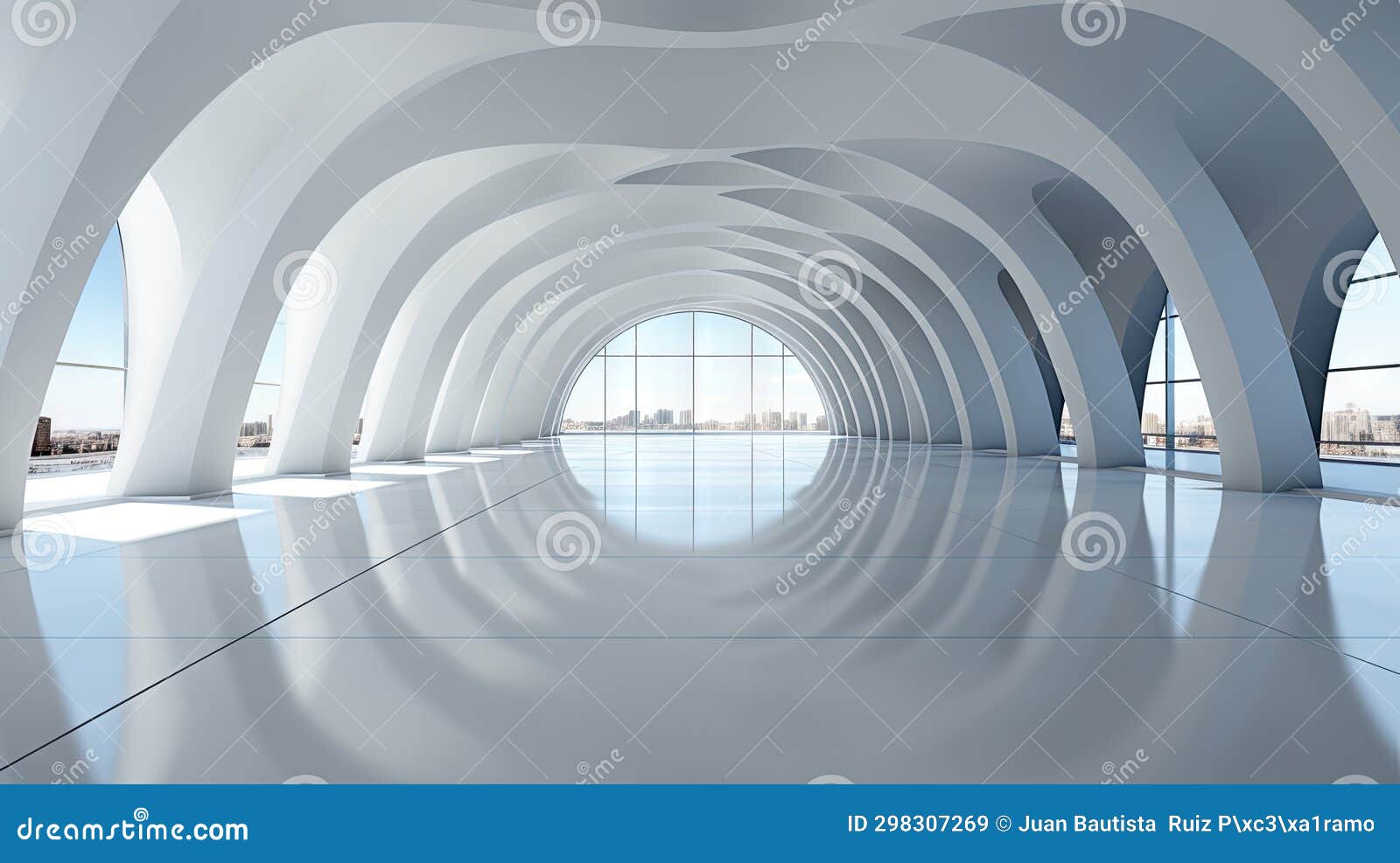 Modern Architectural Design of a White Curved Structure with Reflective ...
