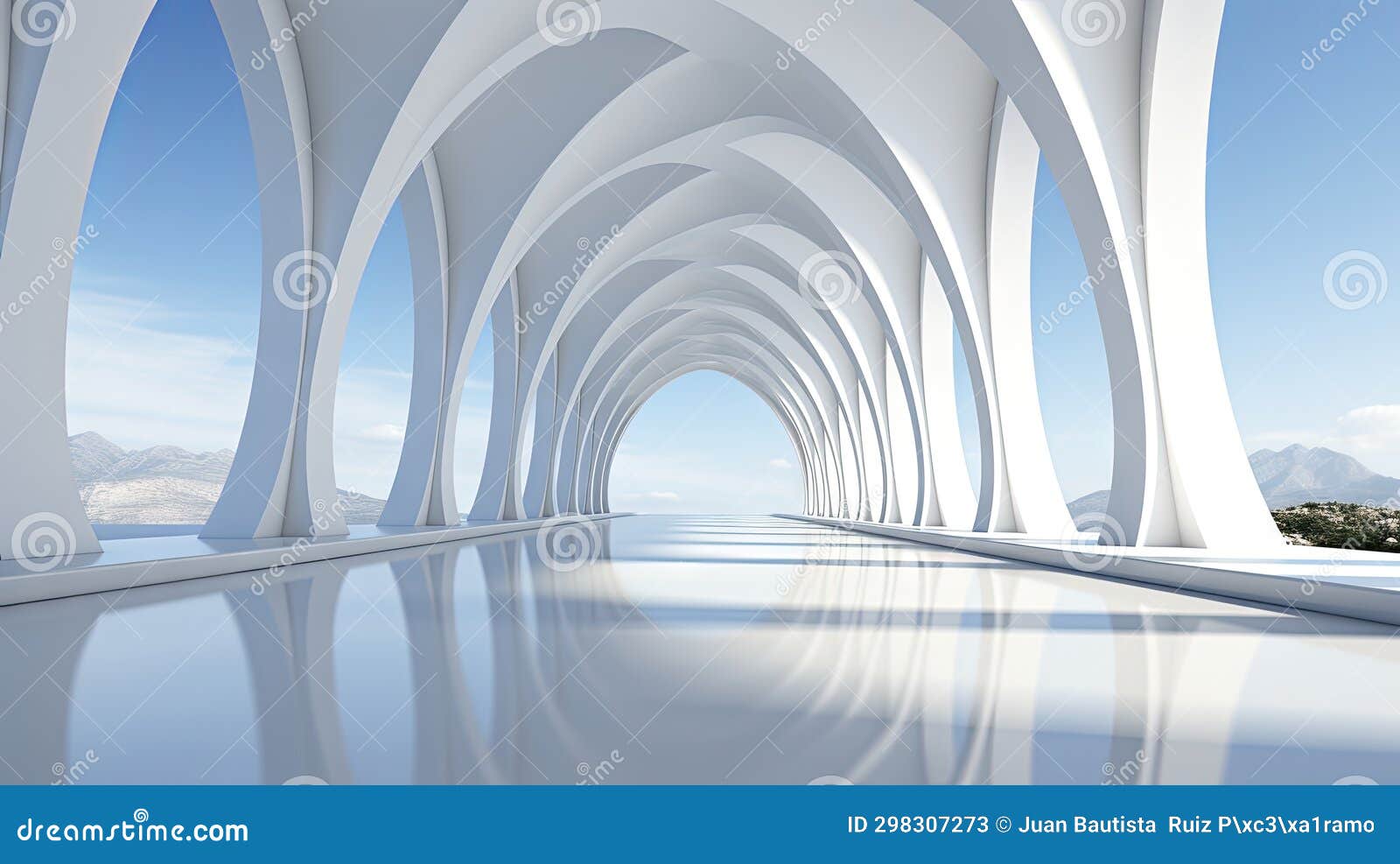 Modern Architectural Design of a White Curved Structure with Reflective ...