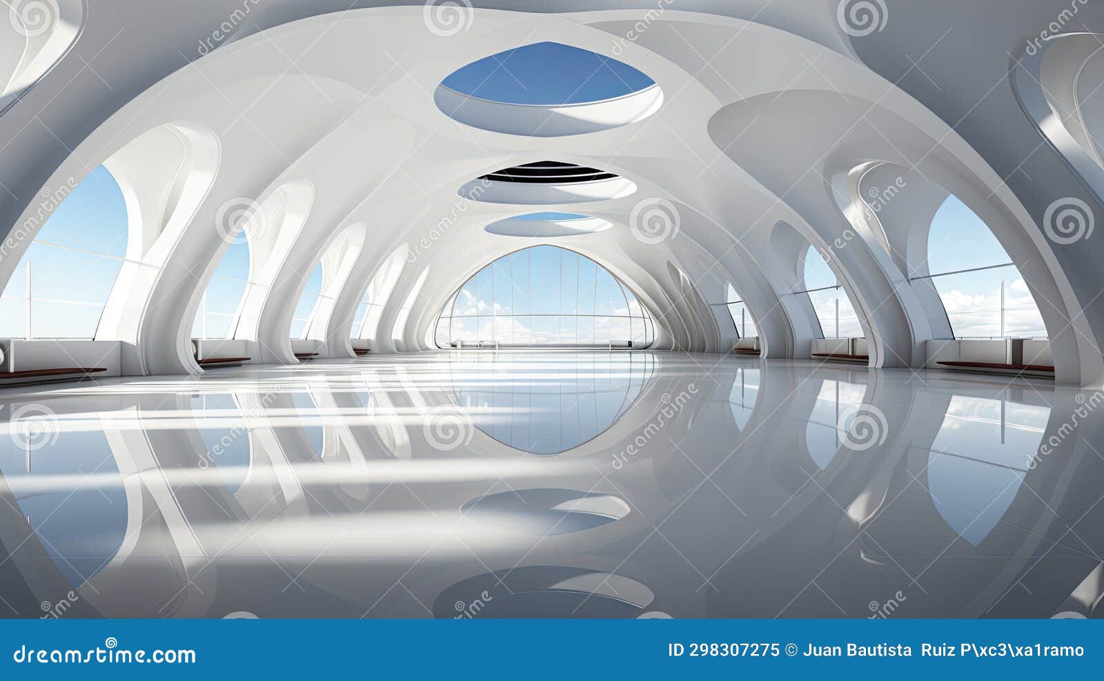 Modern Architectural Design of a White Curved Structure with Reflective ...