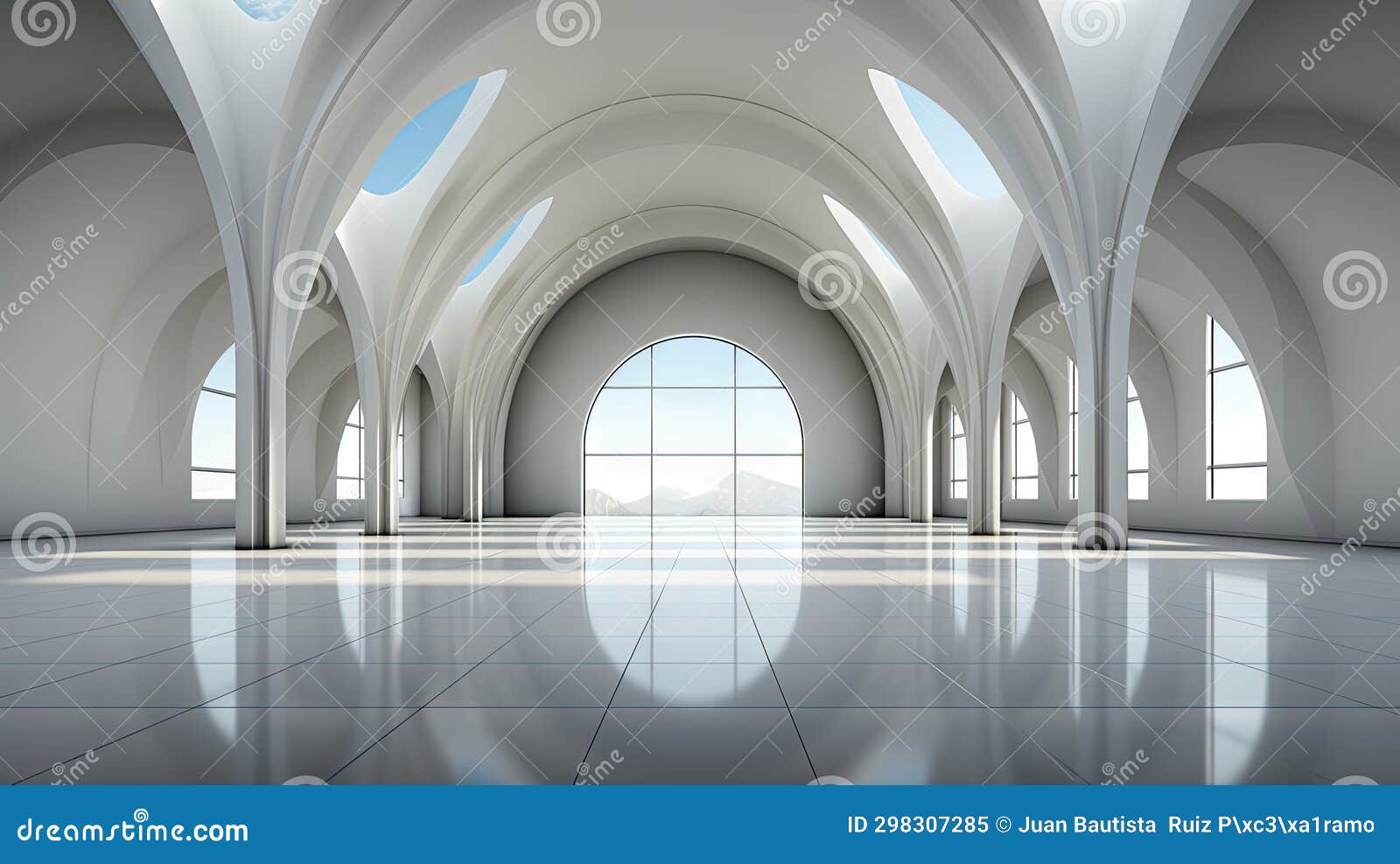 Modern Architectural Design of a White Curved Structure with Reflective ...