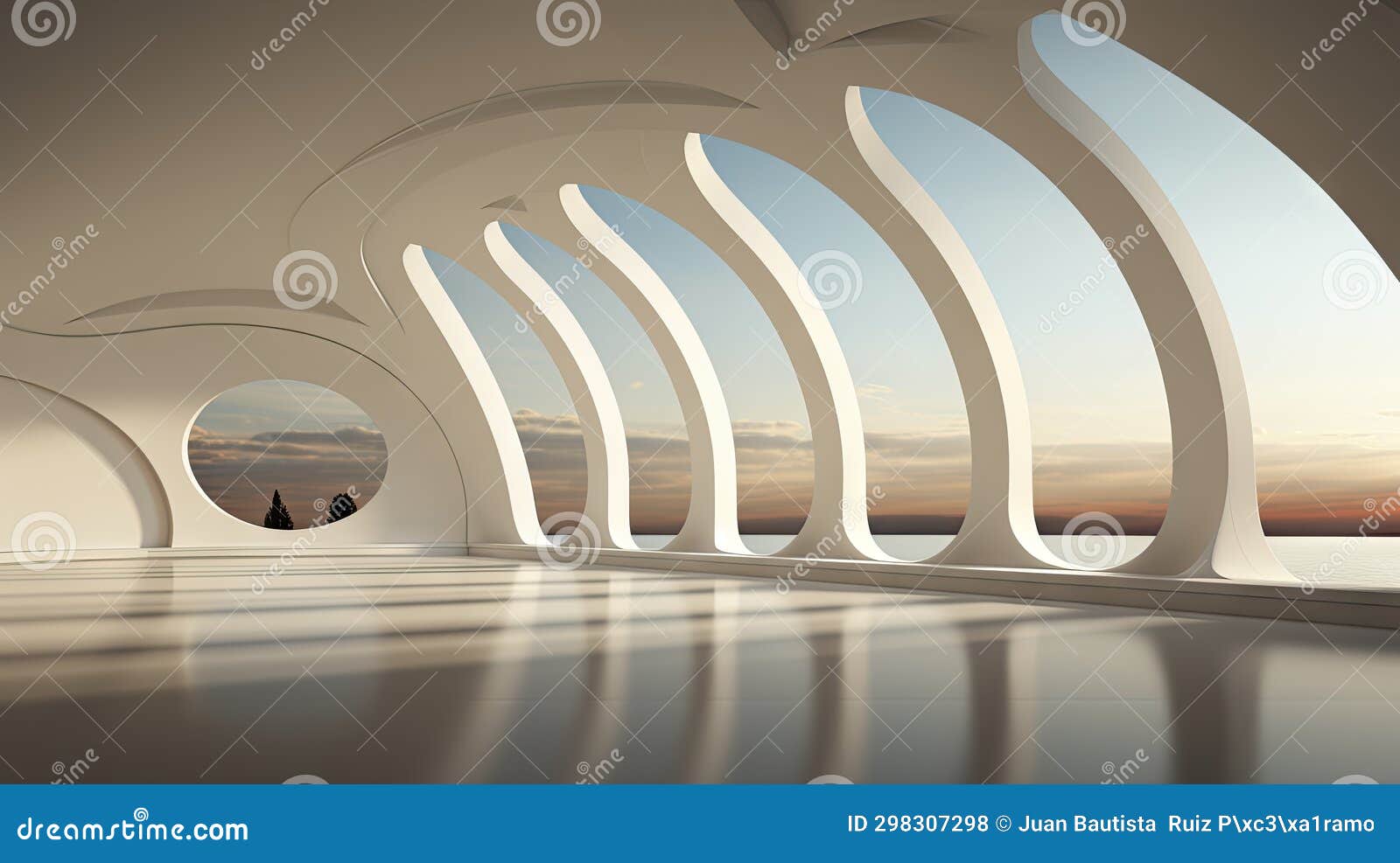 Modern Architectural Design of a White Curved Structure with Reflective ...