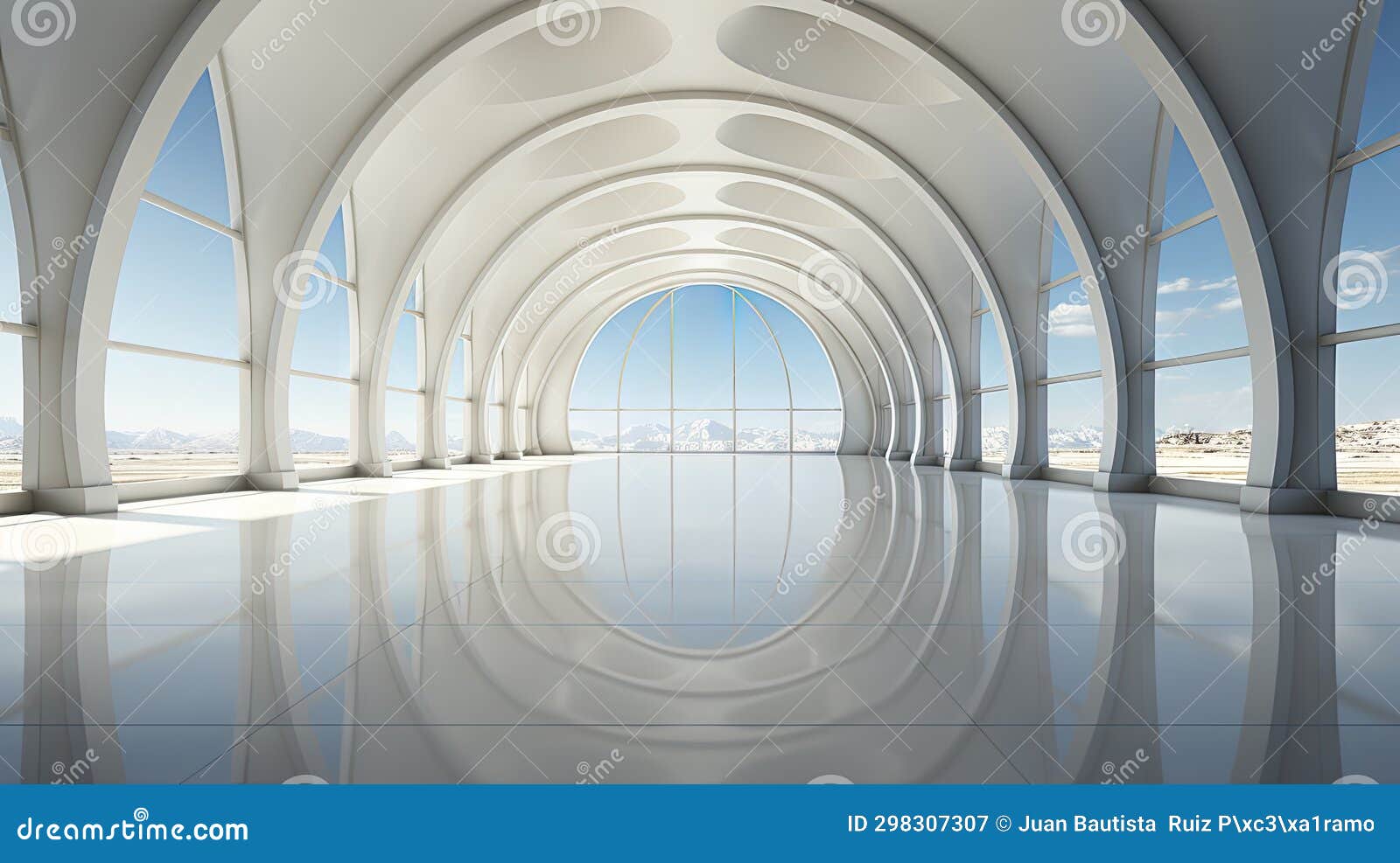 Modern Architectural Design of a White Curved Structure with Reflective ...