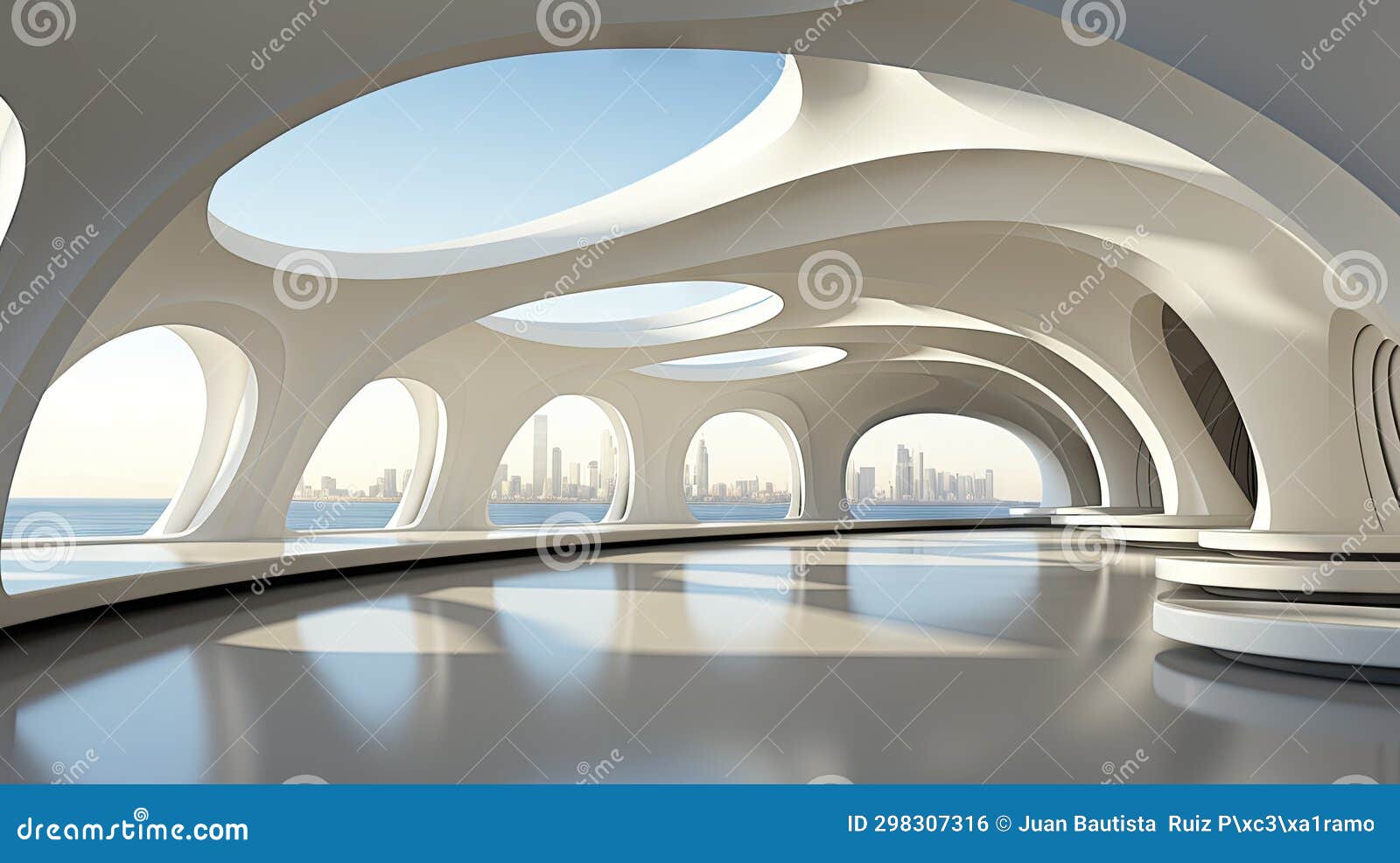 Modern Architectural Design of a White Curved Structure with Reflective ...