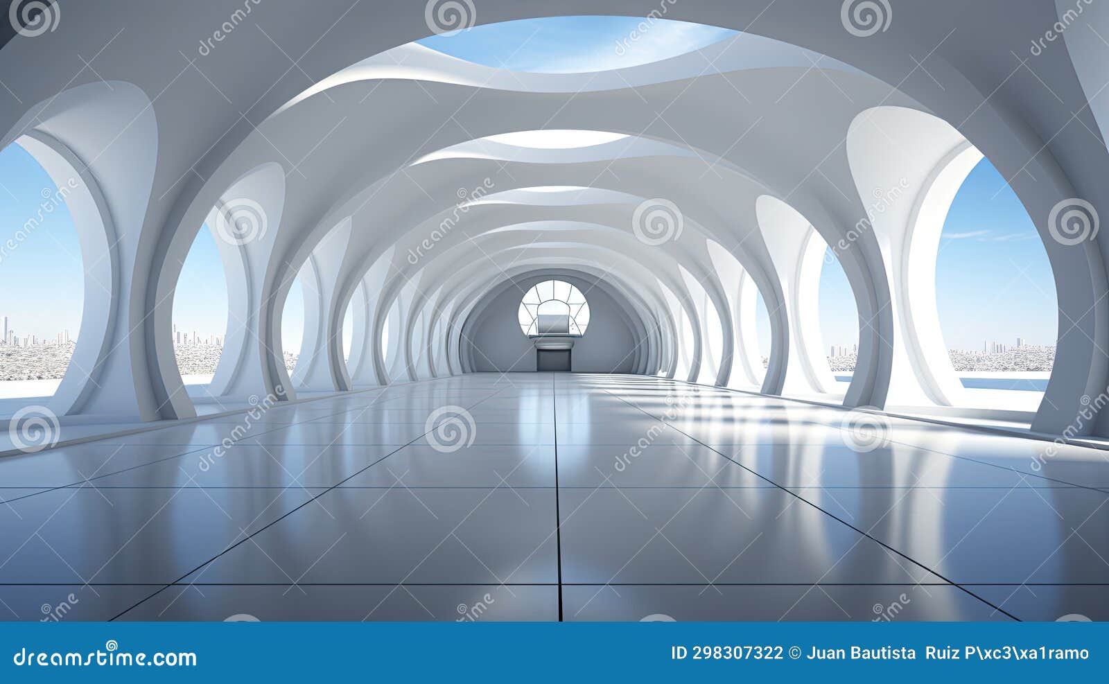 Modern Architectural Design of a White Curved Structure with Reflective ...