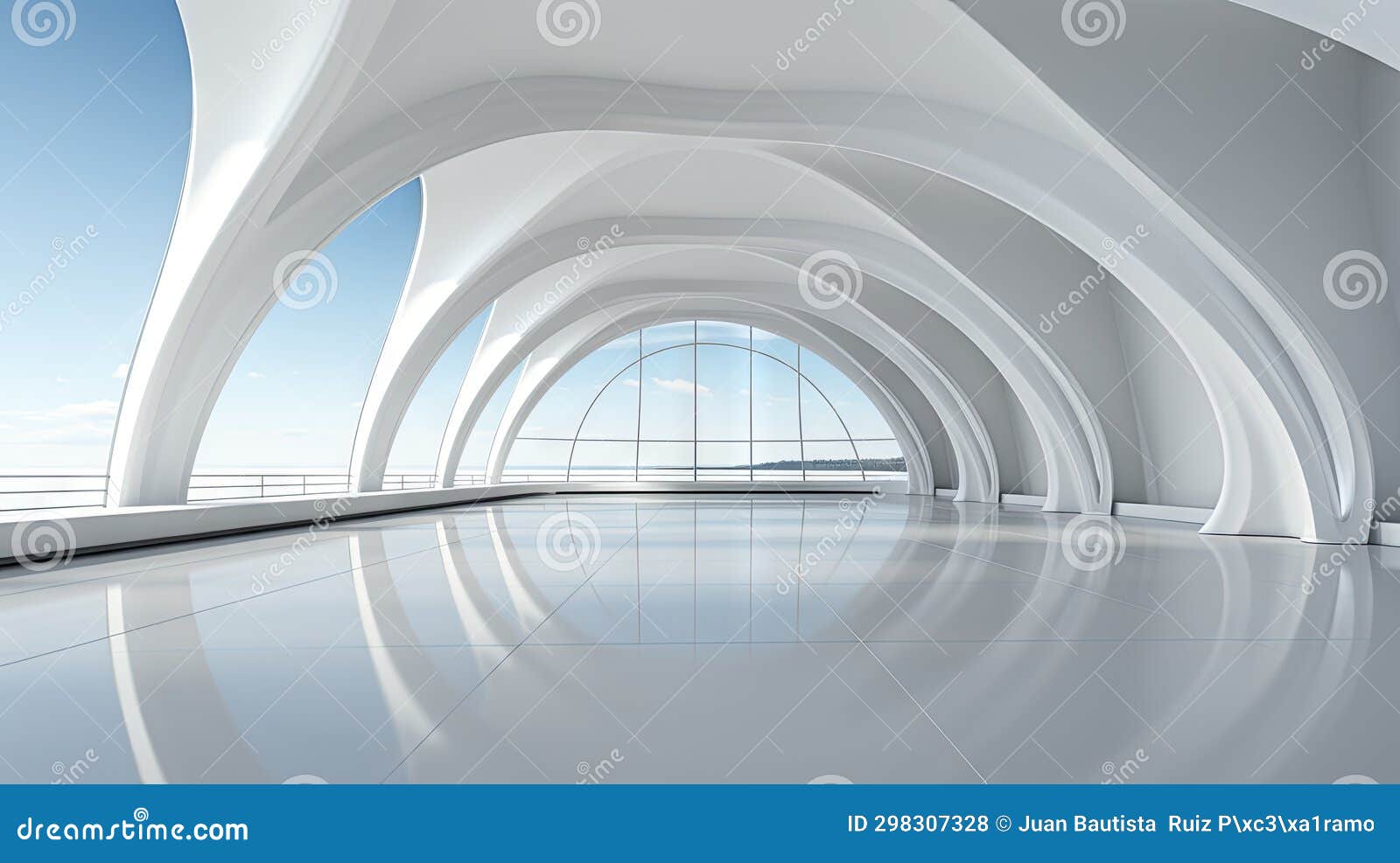 Modern Architectural Design of a White Curved Structure with Reflective ...