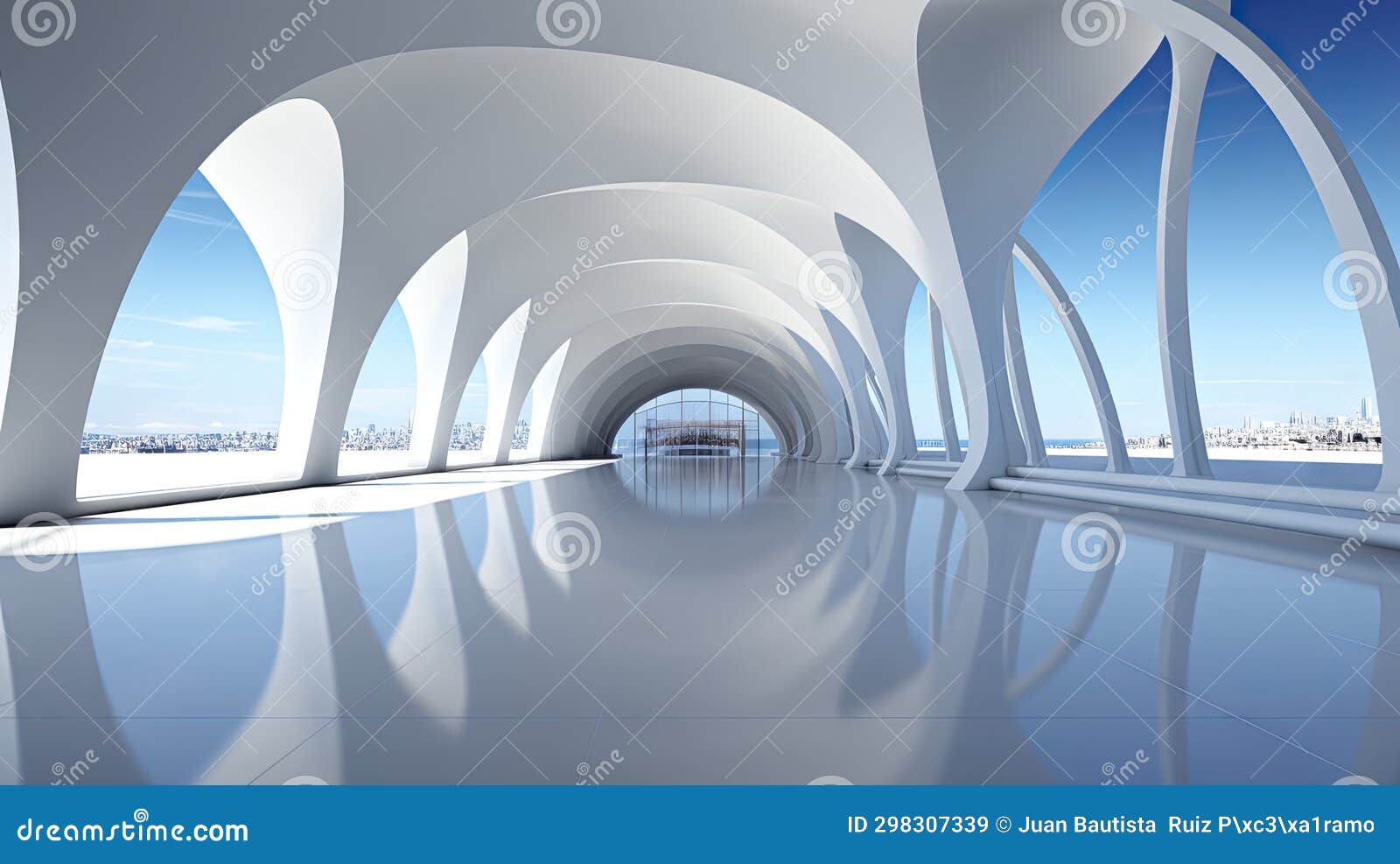 Modern Architectural Design of a White Curved Structure with Reflective ...