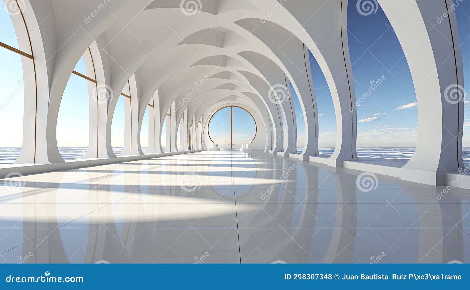 Modern Architectural Design of a White Curved Structure with Reflective ...