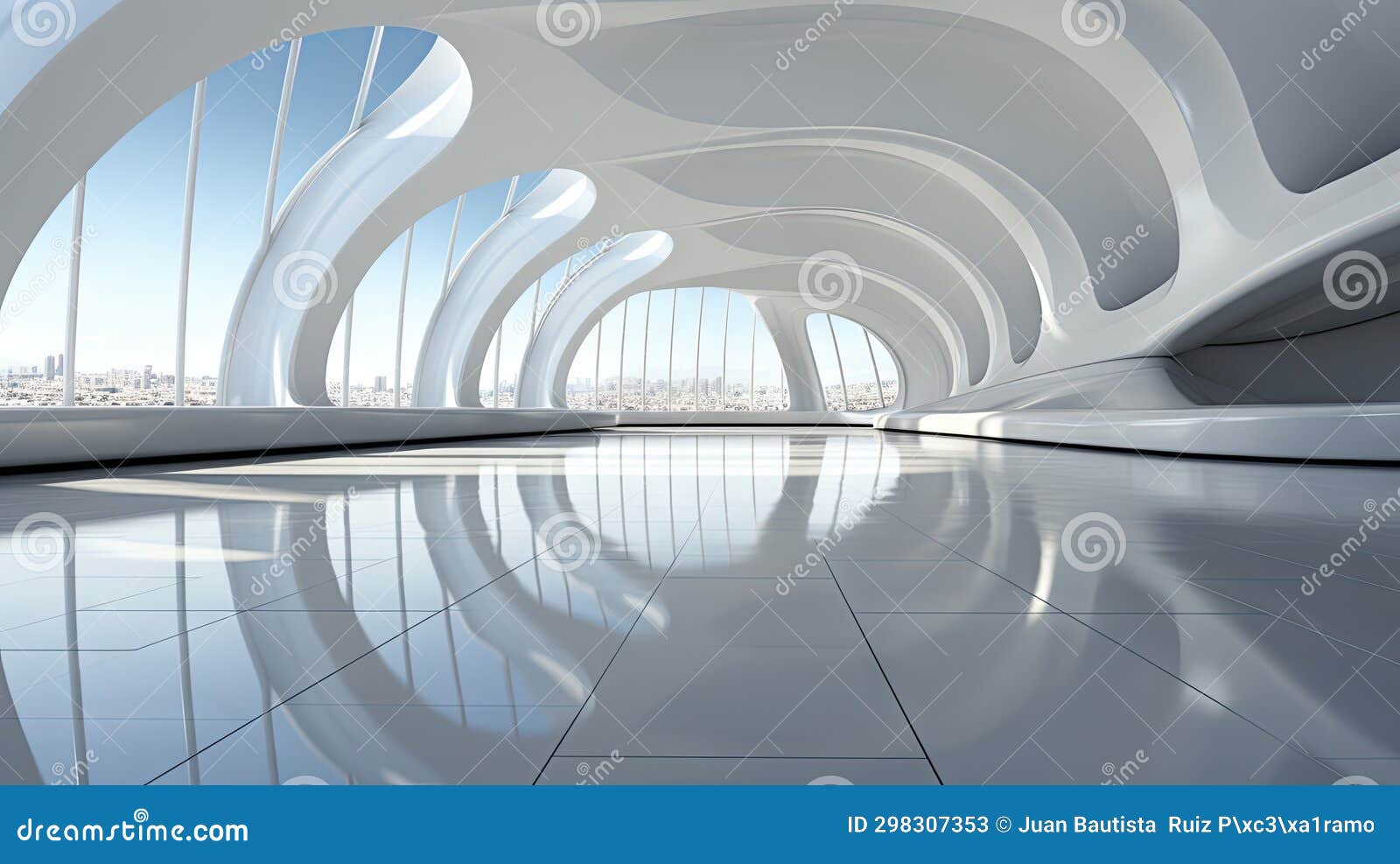 Modern Architectural Design of a White Curved Structure with Reflective ...
