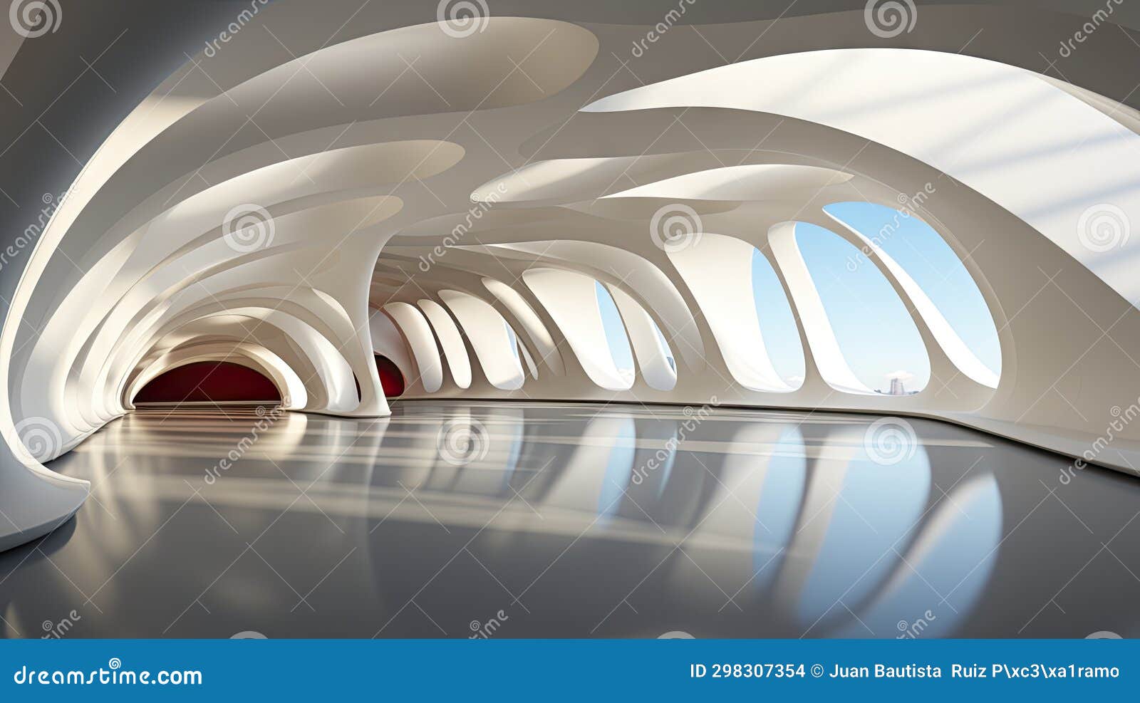 Modern Architectural Design of a White Curved Structure with Reflective ...