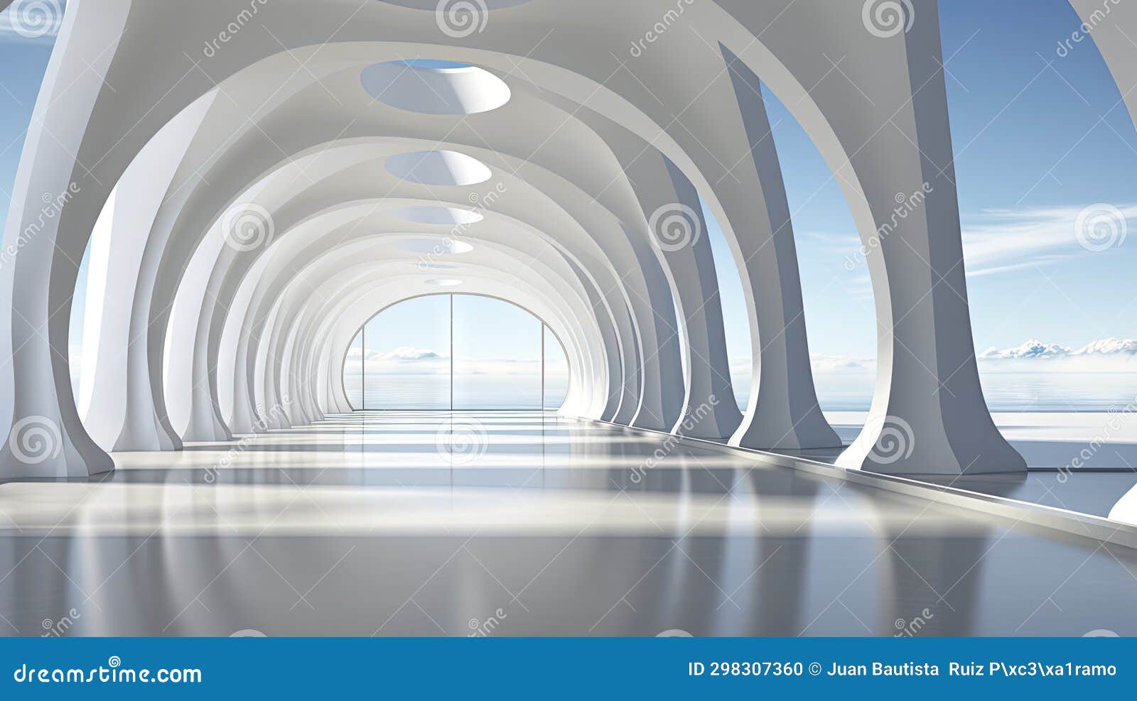 Modern Architectural Design of a White Curved Structure with Reflective ...