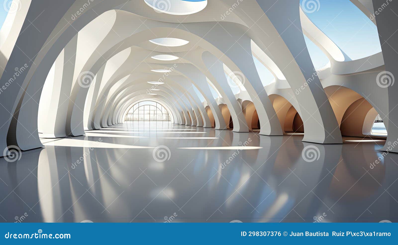 Modern Architectural Design of a White Curved Structure with Reflective ...