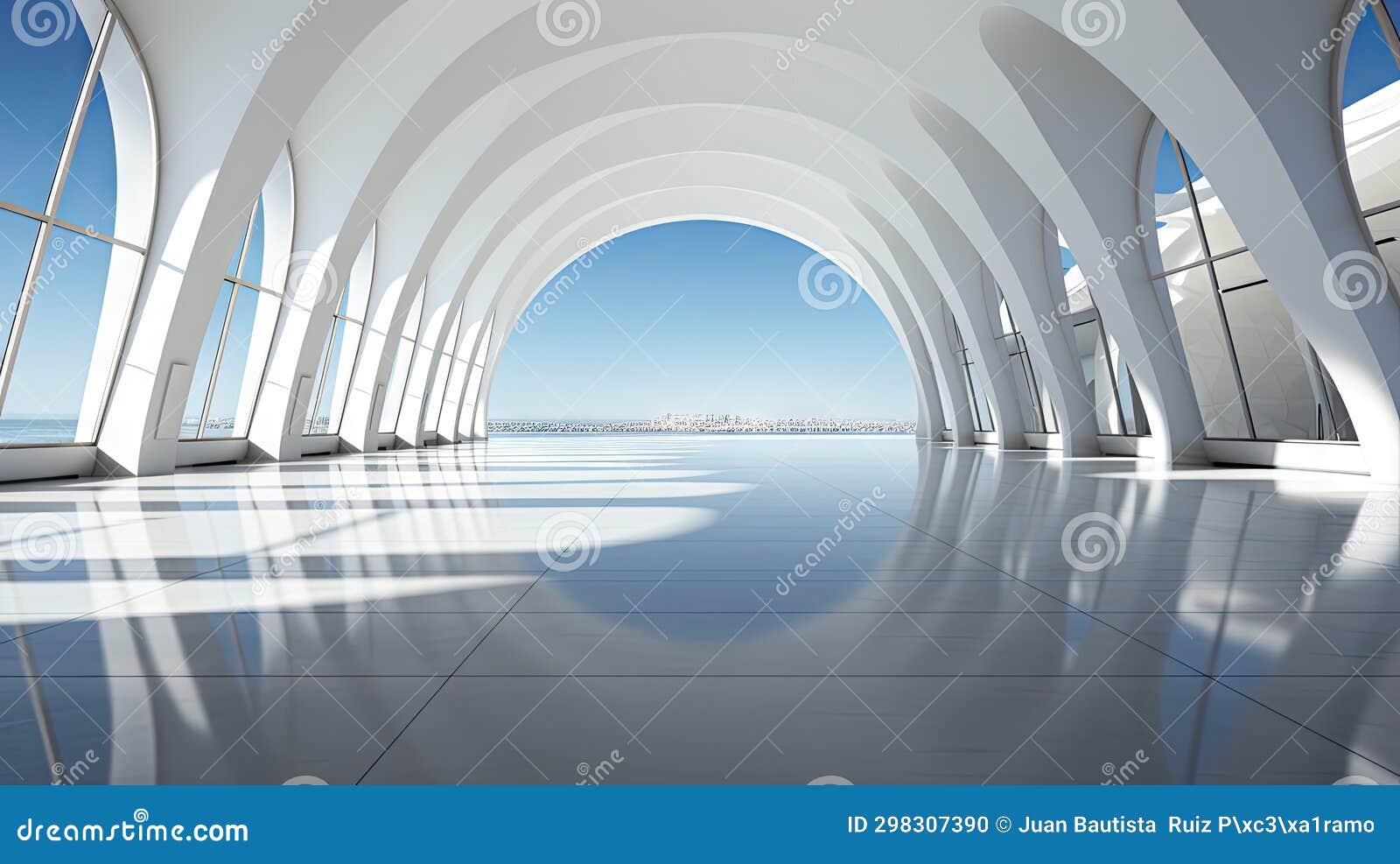 Modern Architectural Design of a White Curved Structure with Reflective ...