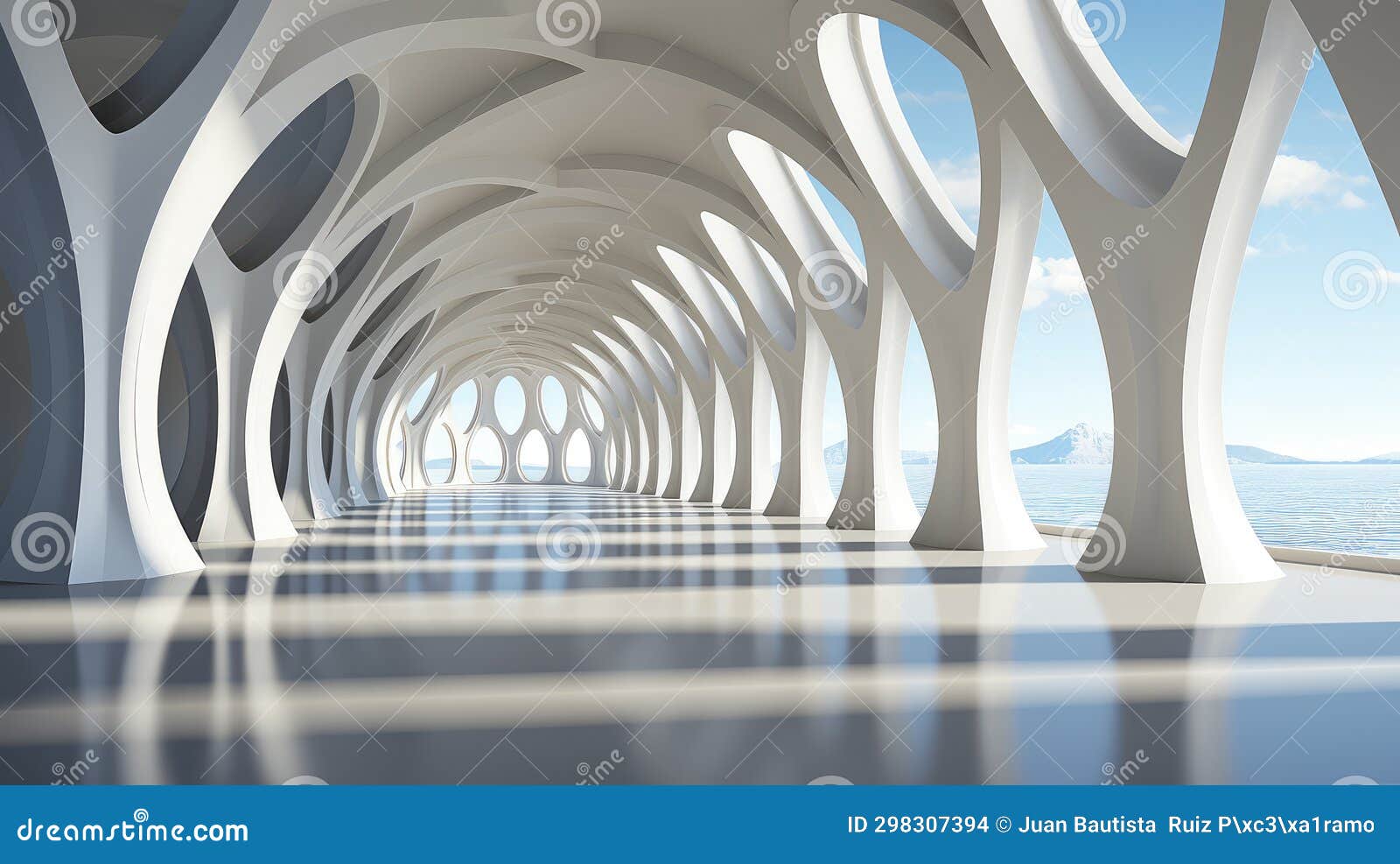 Modern Architectural Design of a White Curved Structure with Reflective ...