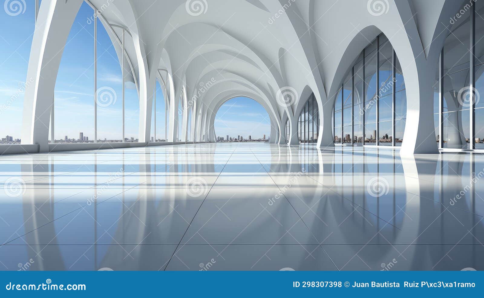 Modern Architectural Design of a White Curved Structure with Reflective ...