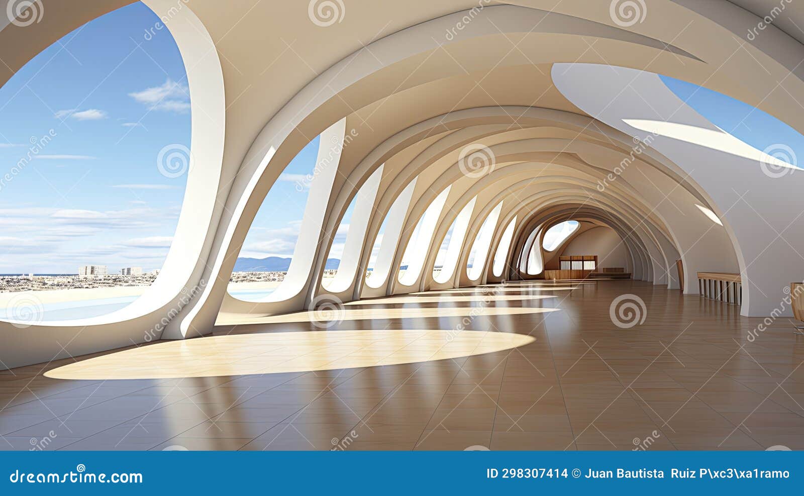 Modern Architectural Design of a White Curved Structure with Reflective ...