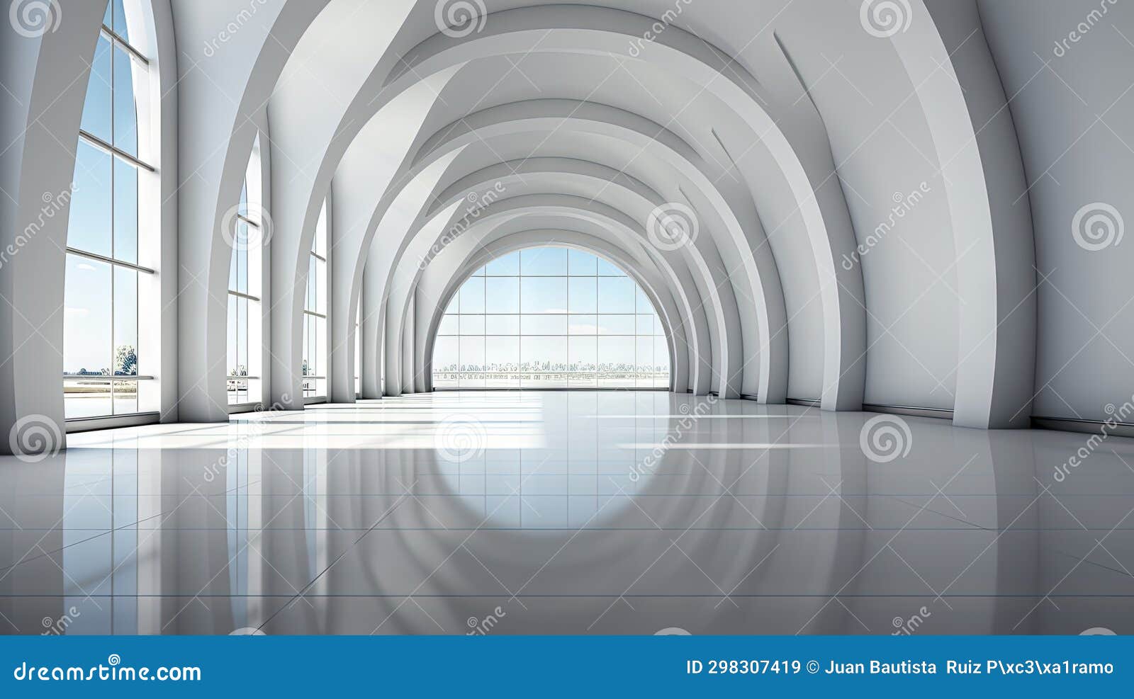 Modern Architectural Design of a White Curved Structure with Reflective ...
