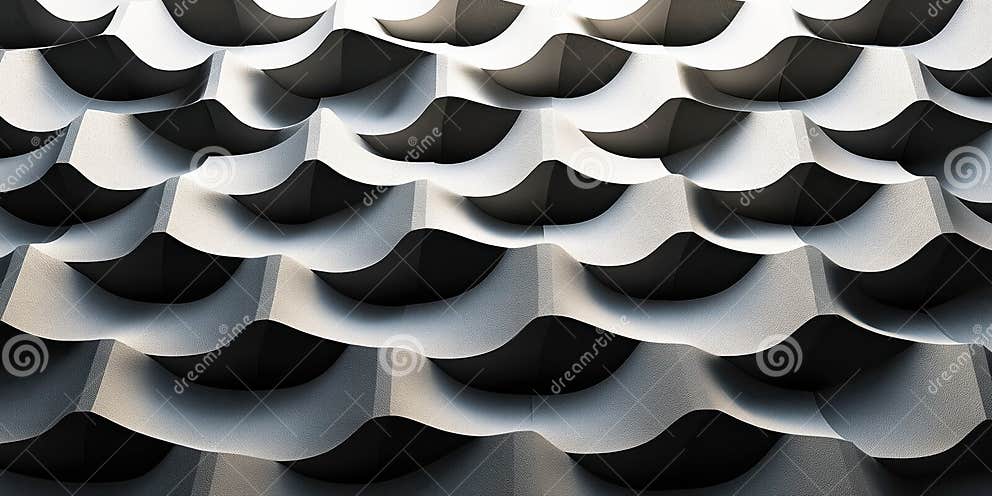 Modern Architectural Facade with Wave-like Patterns and Shadows Stock ...