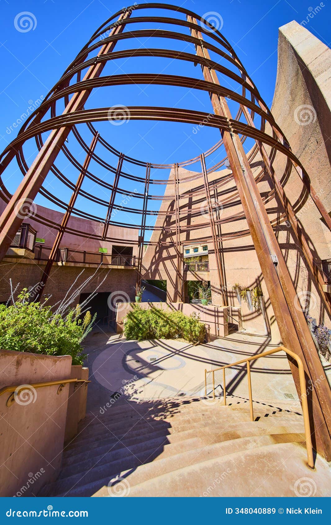 Modern Architectural Framework with Shadows and Greenery, Eye-Level ...