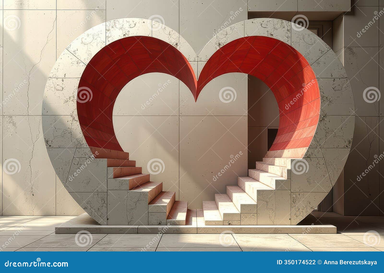 Modern Architectural Heart Sculpture with Marble and Red Staircase ...