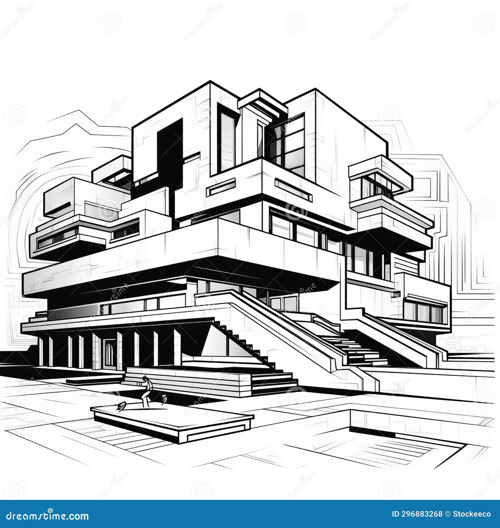 Modern Architectural House: Retro-futurism in Bold and Angular Vector ...
