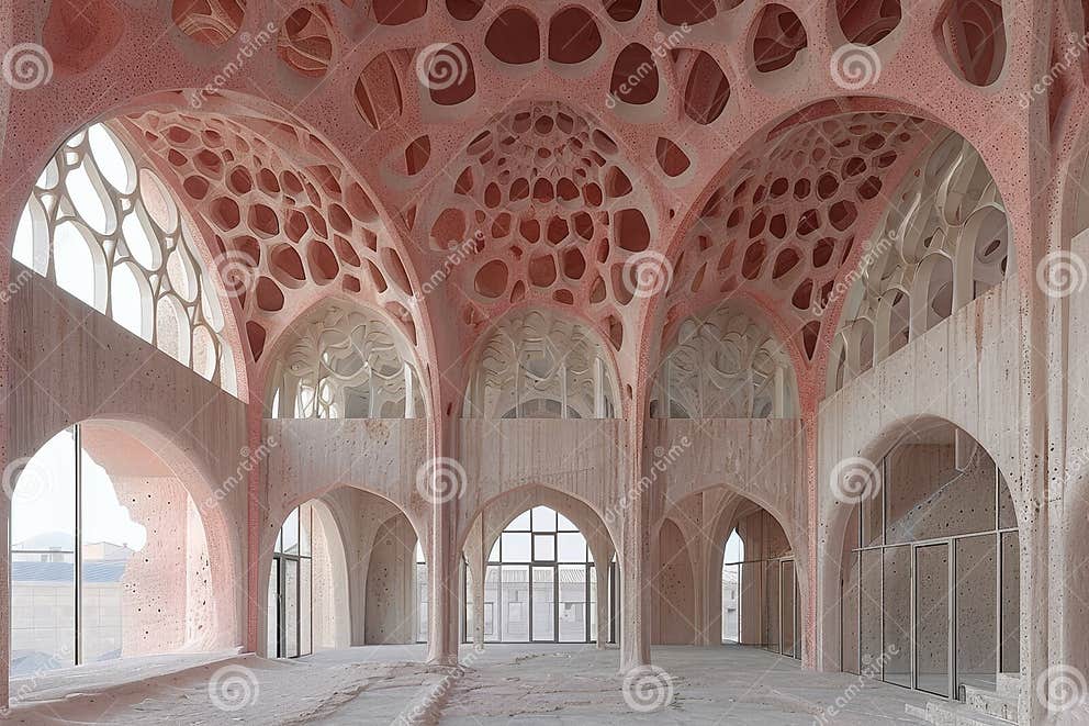Modern Architectural Interior with Arched Design and Intricate Patterns ...