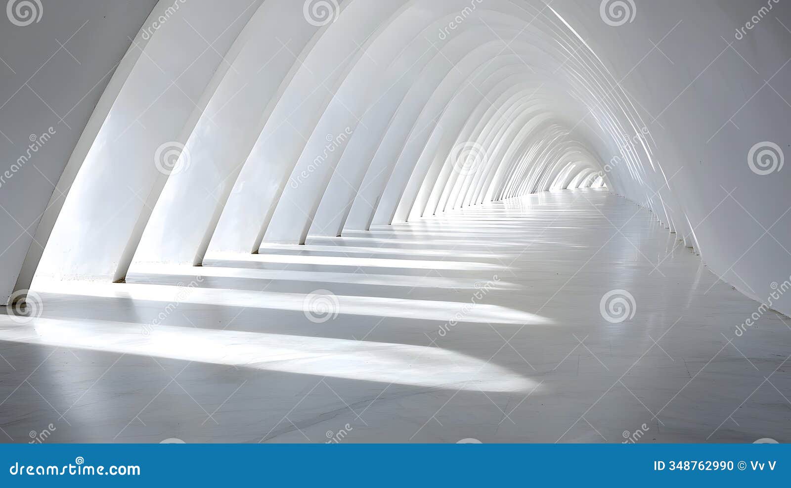 Modern Architectural Interior with Curved Design Stock Illustration - Illustration of futuristic ...