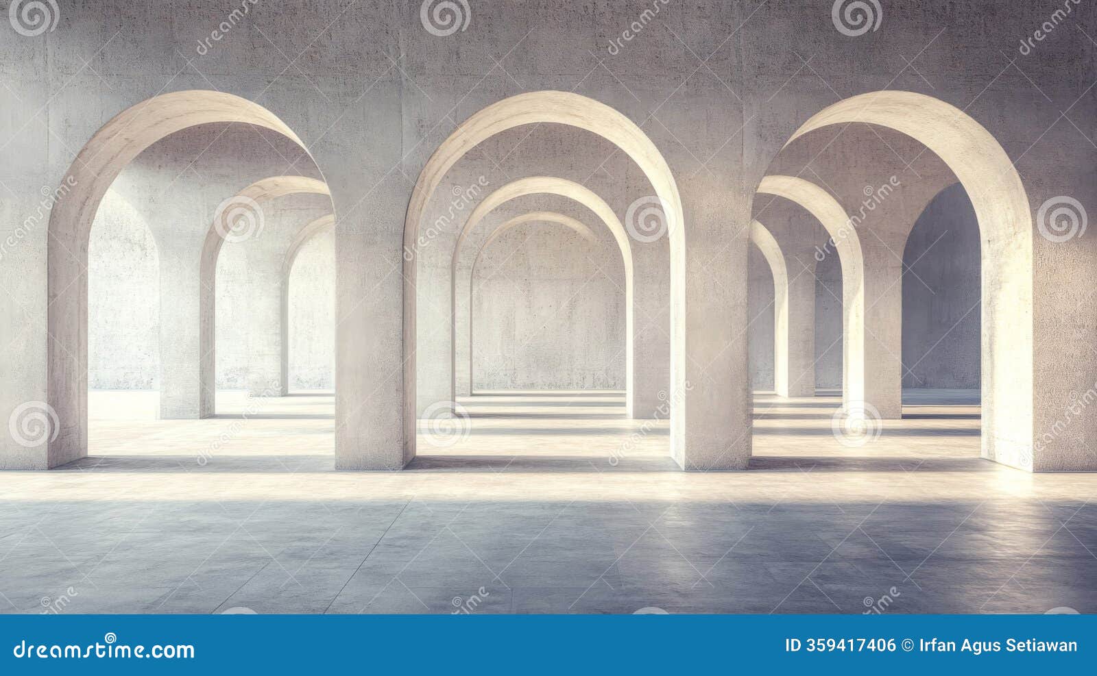 Modern Architectural Interior with Repeating Arches and Concrete ...