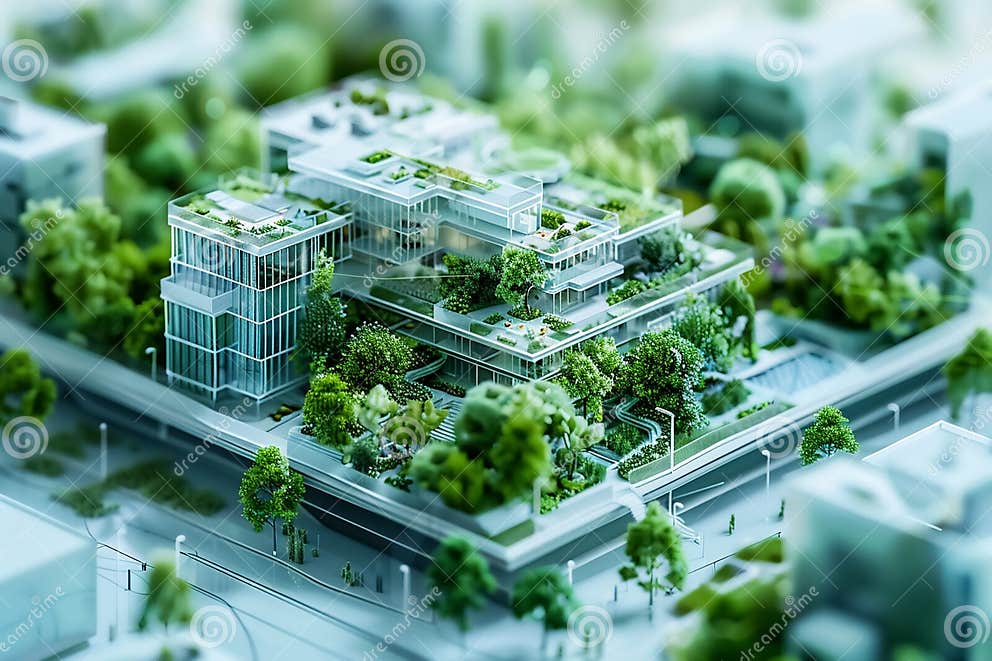 Modern Architectural Model Showcasing Greenery and Urban Design Stock ...