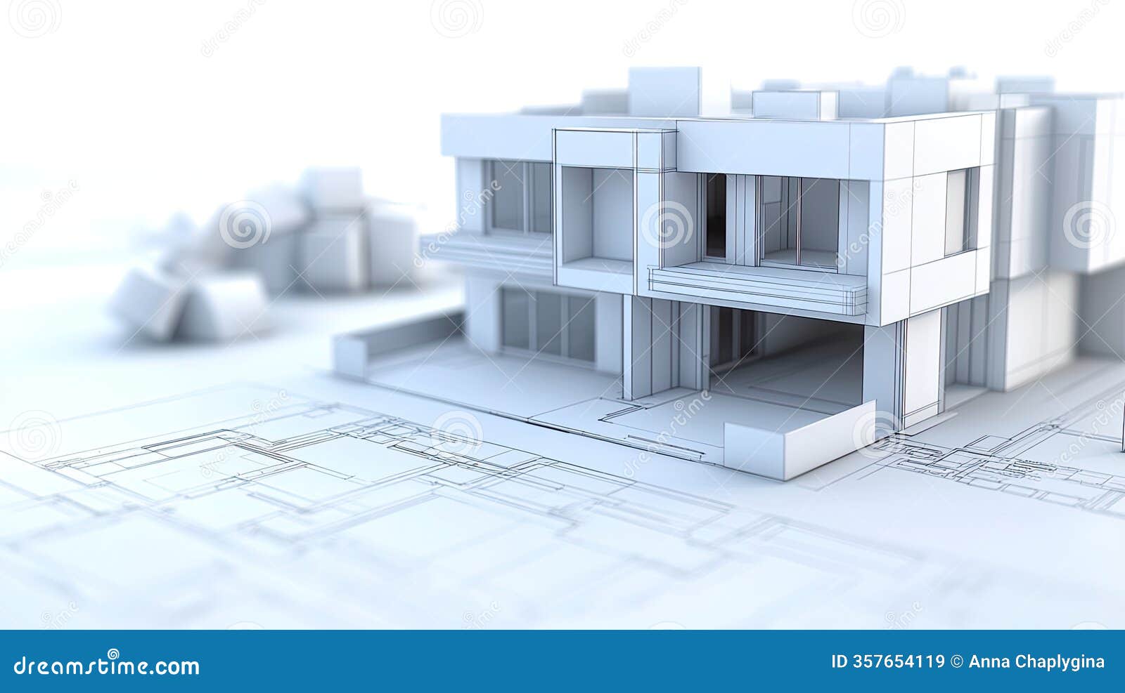 Modern Architectural Plan with Minimalist Building Design in White ...