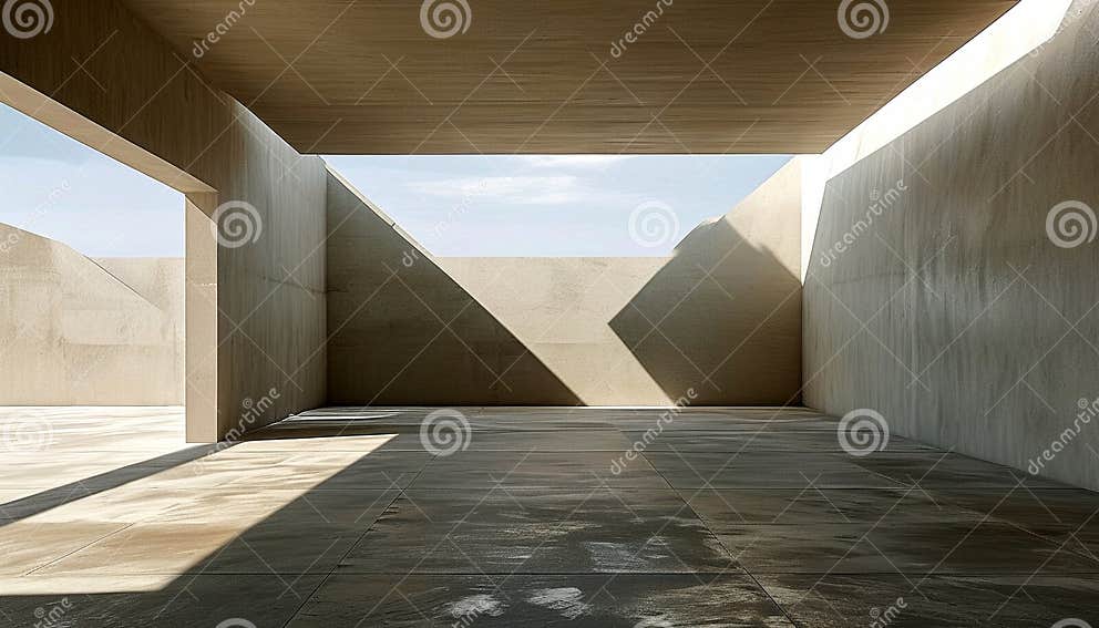 Modern Architectural Space with Dynamic Shadows and Serene Atmosphere ...