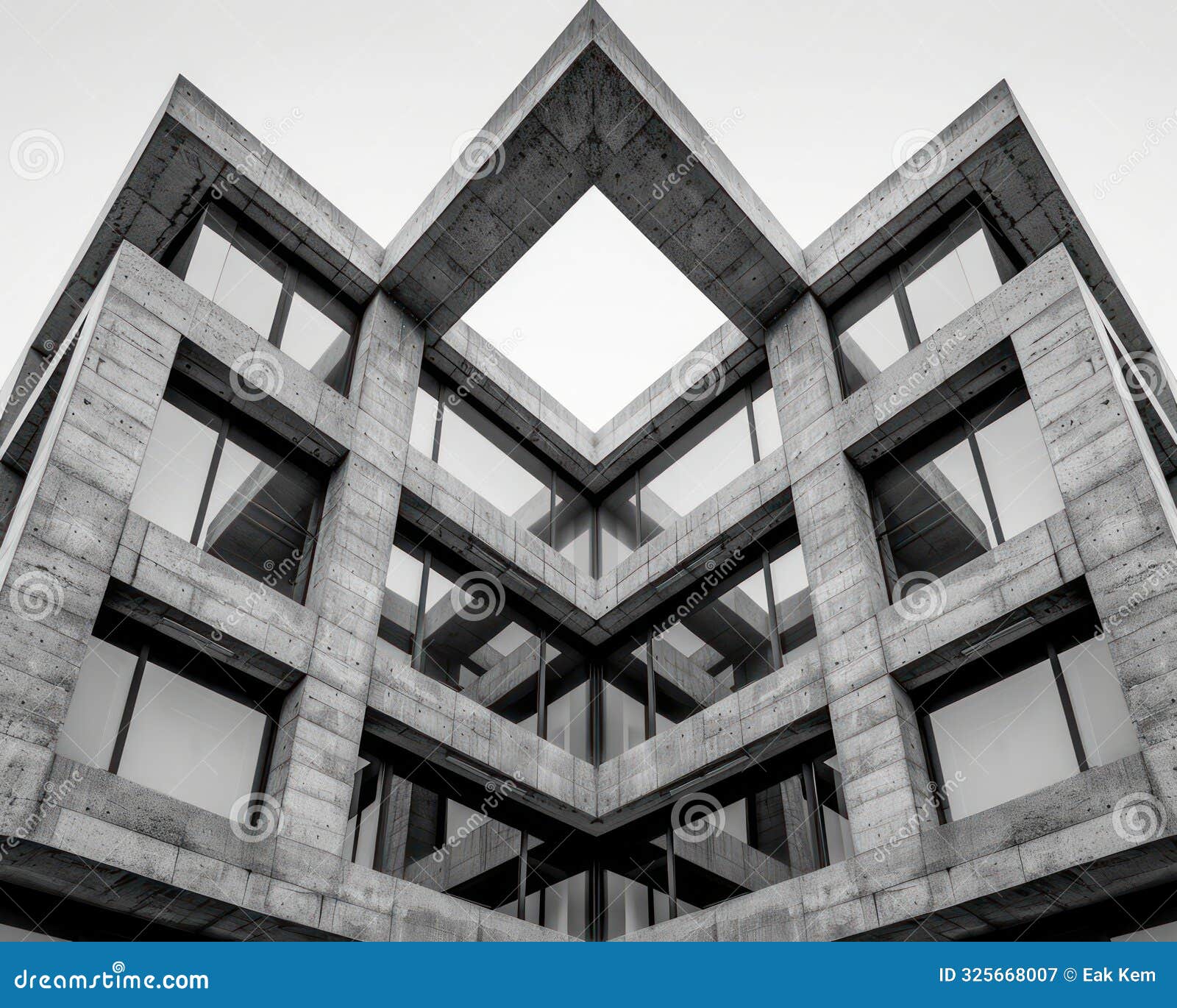 Modern Architectural Structure with Concrete Finish, Geometric Design ...