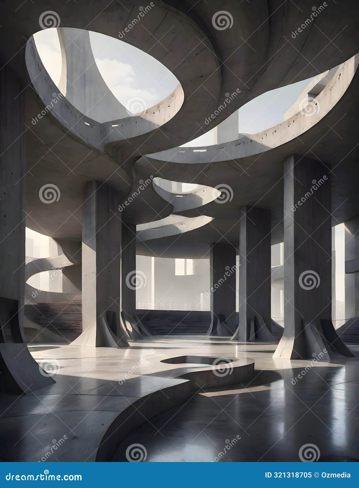 Curved Concrete Elegance: Modernist Architecture Spotlight. Concept ...