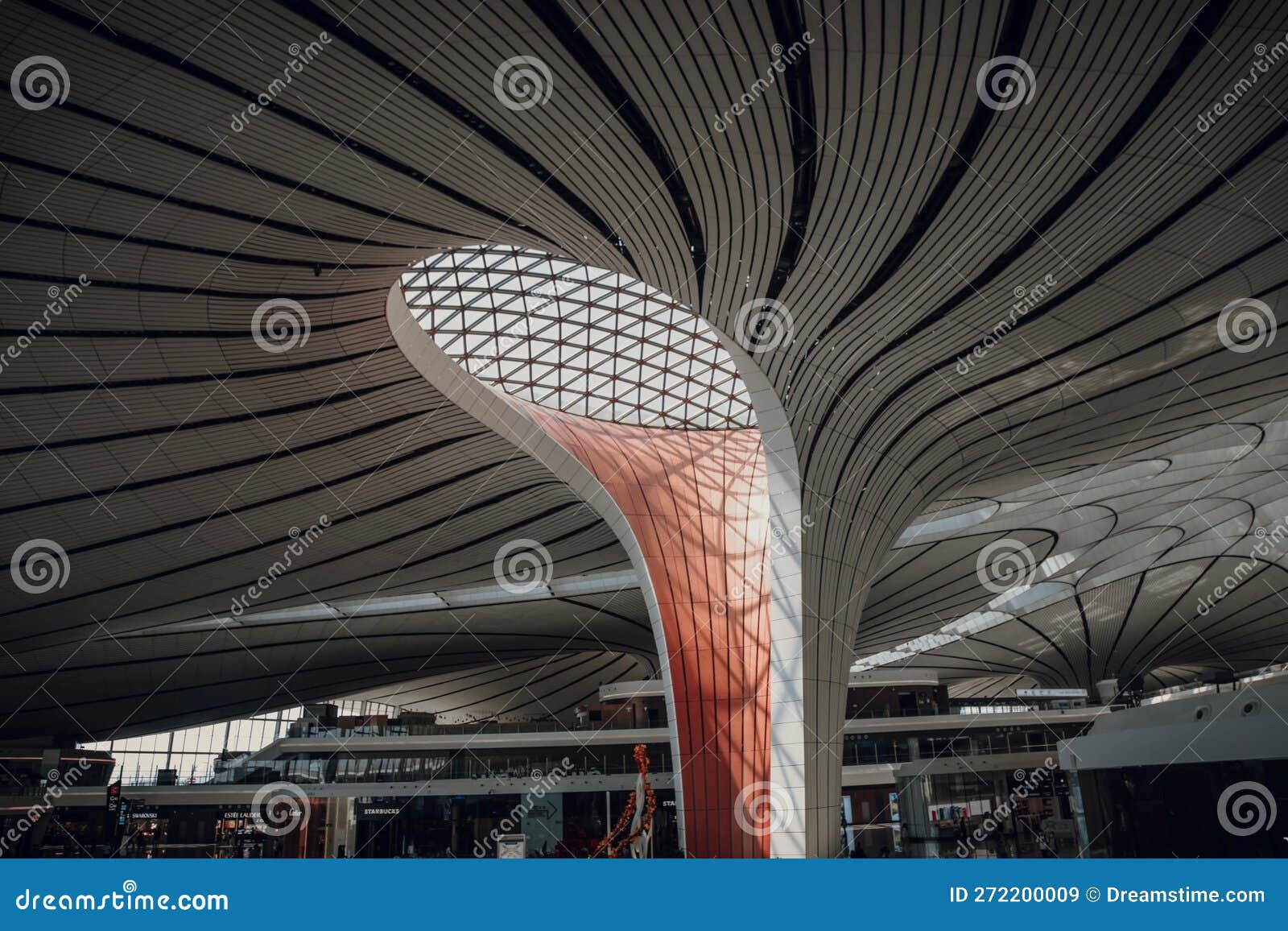 Curved Skylight Glass Roof Or Ceiling Of Dome With Geometric Structure ...