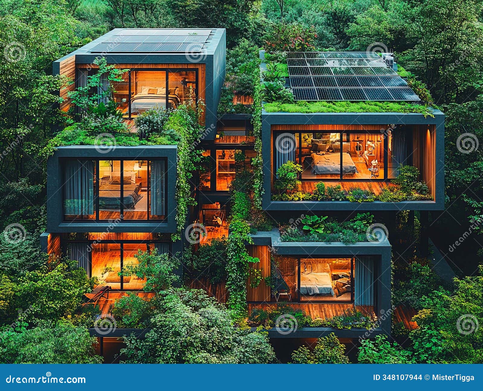 Modern Architectural Structure Nestled within a Forest, Featuring ...