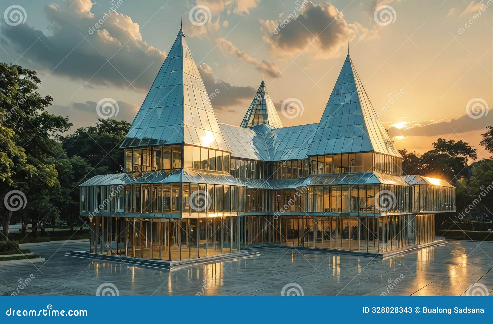 Modern Architectural Structure with Unique Design, Featuring Three ...
