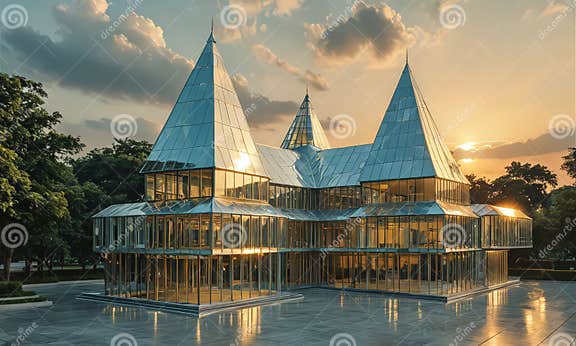 Modern Architectural Structure with Unique Design, Featuring Three ...