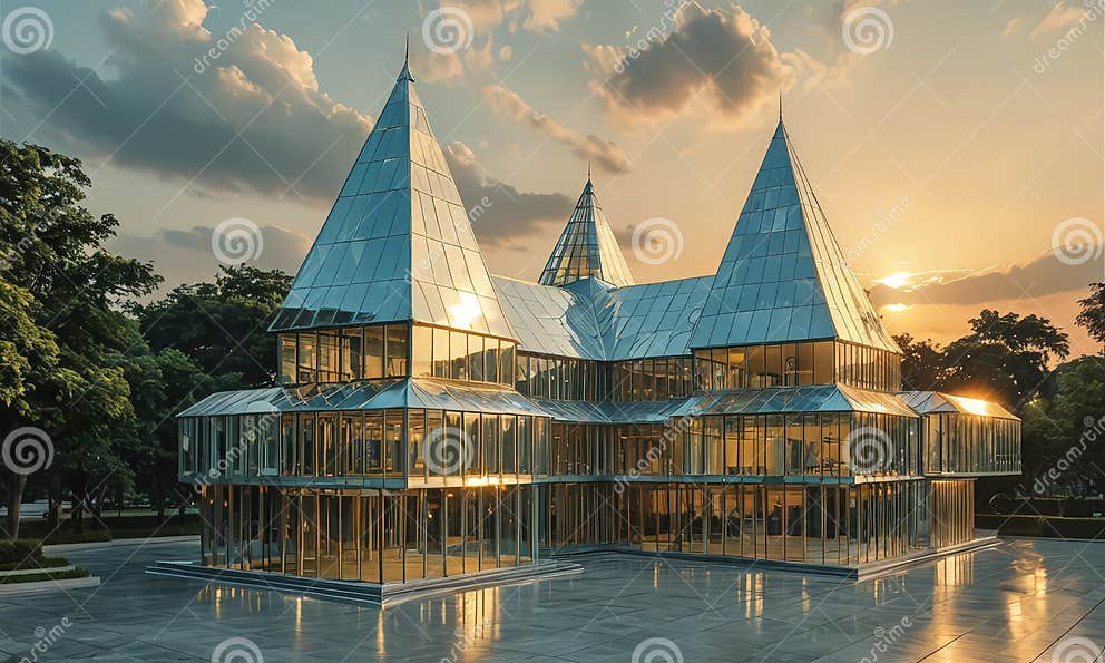 Modern Architectural Structure with Unique Design, Featuring Three ...