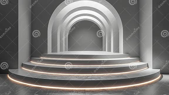 Modern Architecture with Archways and Illuminated Steps Stock ...