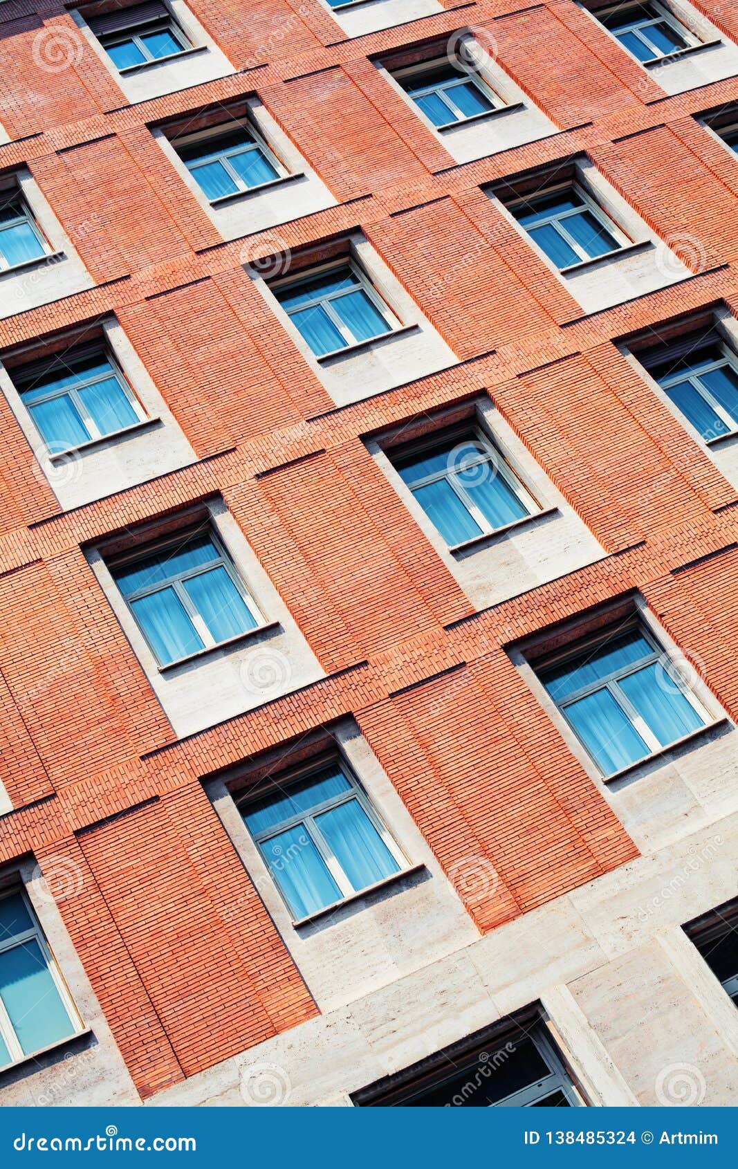 Modern Architecture Background. Red Brick Wall and Window Stock Photo ...