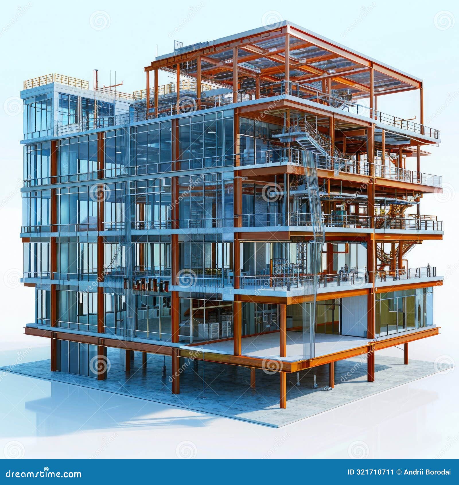 Modern Architecture: Blue Steel and Concrete Structure. Stock ...