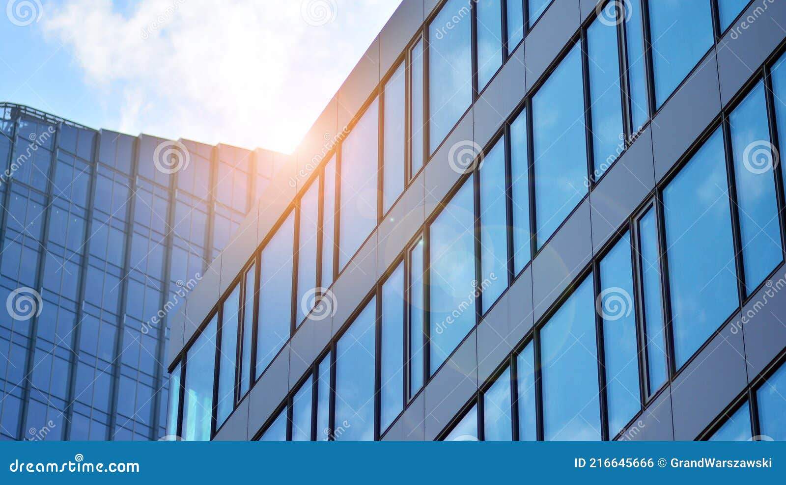 The Glazed Facade of an Office Building with Reflected Sky. Stock Photo ...